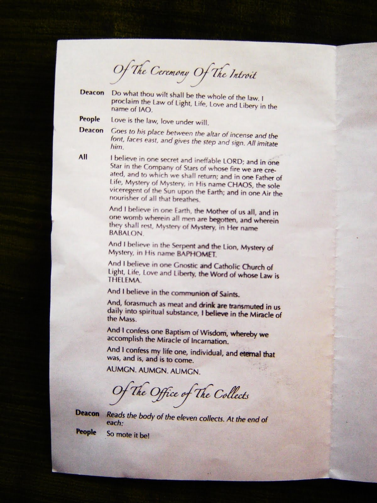 La muerte y la doncella: Gnostic Mass at The Ordo Templi Orientis Lodge