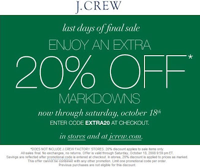 J.Crew Aficionada: J.Crew Final Sale Online: Extra 20% Off