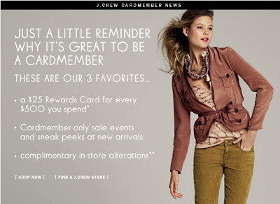 J.Crew Aficionada: J.Crew Email: "All the great perks of your J.Crew ...
