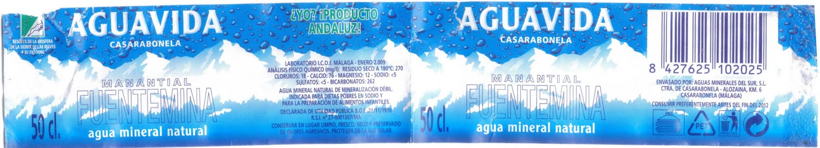 Etiquetas de Agua Envasada / Drinking Water Labels / Etichette d'Acqua ...