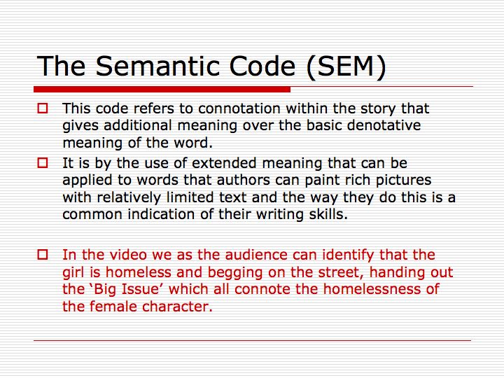 Katie Looker 5768: Roland Barthes 5 Narrative Codes