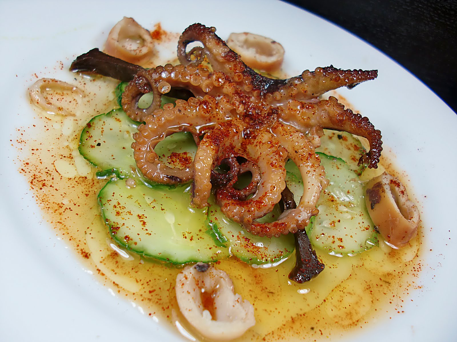 ChezWhat?: grilled swordfish, poached baby octopus and fresh cured ...