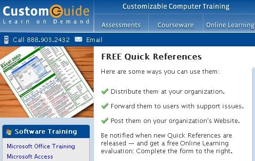 超方便! 主要工具軟體速記表蒐集網站 CustomGuide - Free Computer Training Quick ...