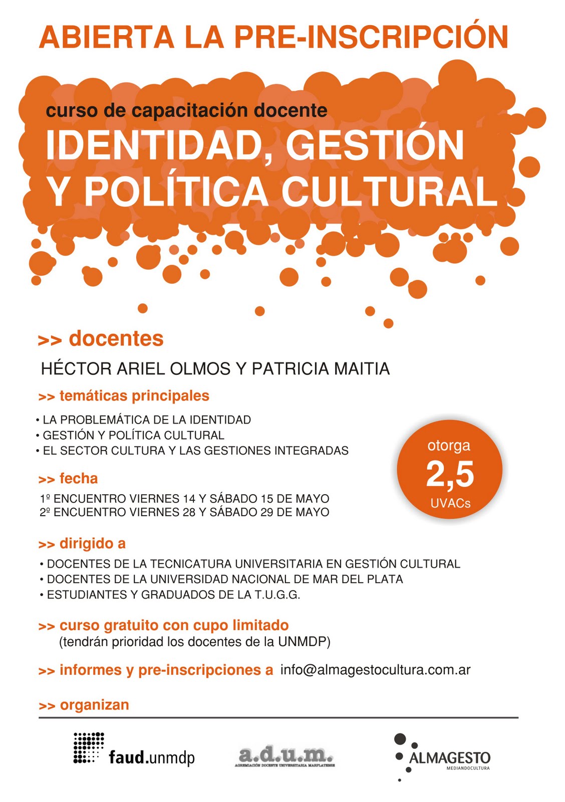 florencia :: Gestión Cultural: ALMAGESTO presenta a Héctor Ariel Olmos