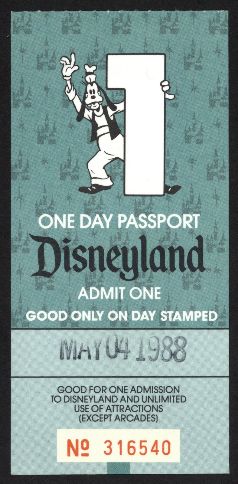 Vintage Disneyland Tickets: Disneyland Passport - May 4, 1988