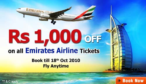 Book Flight Ticket Online India: Rs 1,000 Off on all Emirates Airline ...