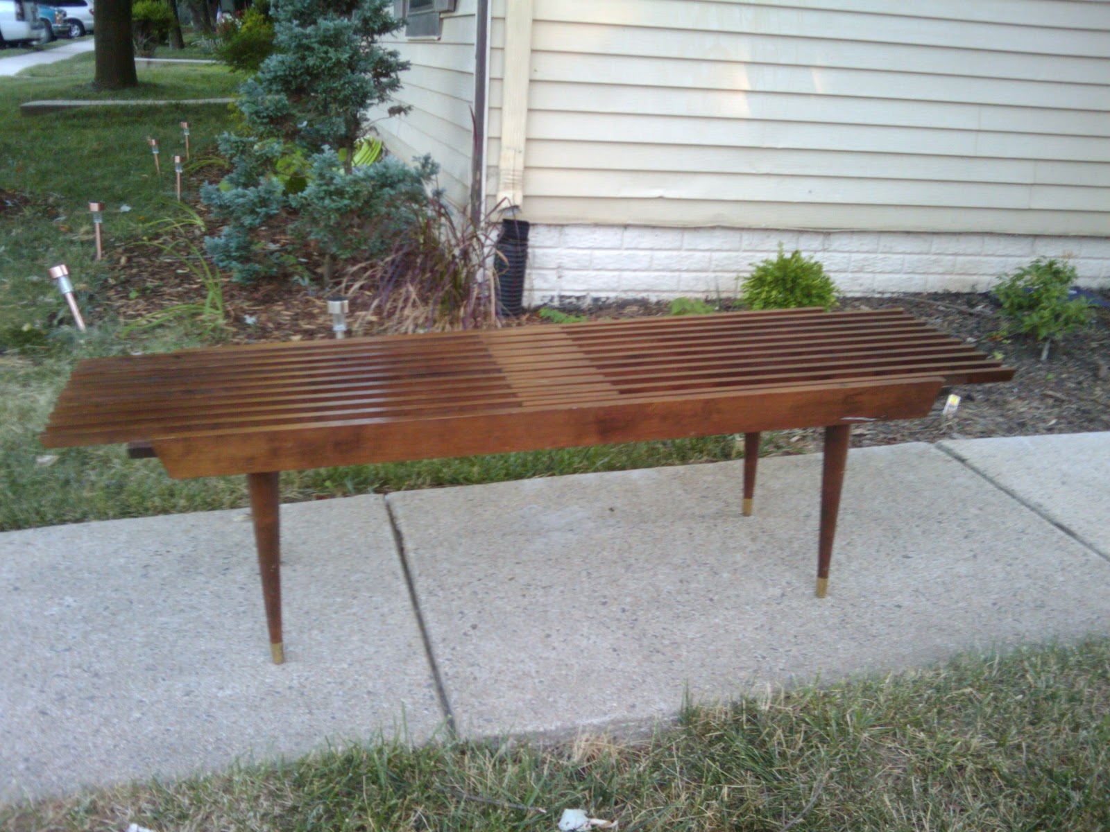 Vesta Vintage: SOLD Expanding Mid-Century Slat Bench/Coffee Table: $225