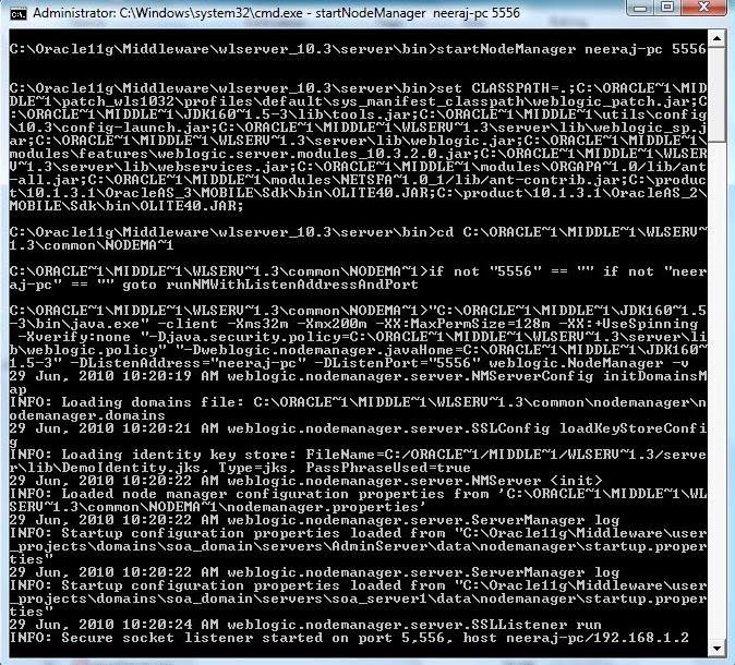 Neeraj Sehgal - Experimenting with SOA: Part 2 : How to start the Node manager and Verify that ...