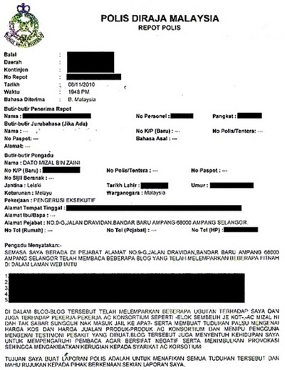 Inspirasi Conteng-an: AC Mizal Buat Laporan Polis!