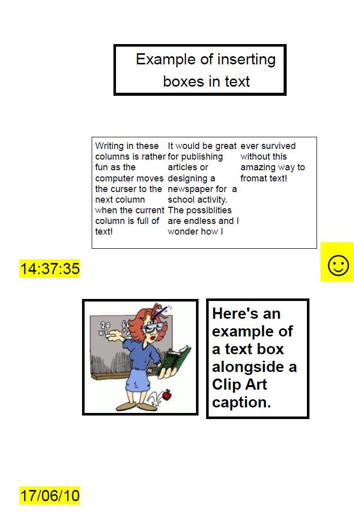 time-out-from-teaching: Using text boxes and newspaper columns
