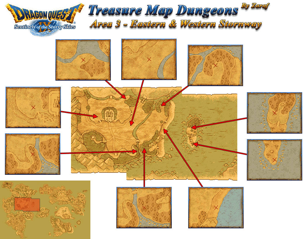 Dragon Quest 9 Grotto Maps: Eastern And Western Stornway Grotto Maps