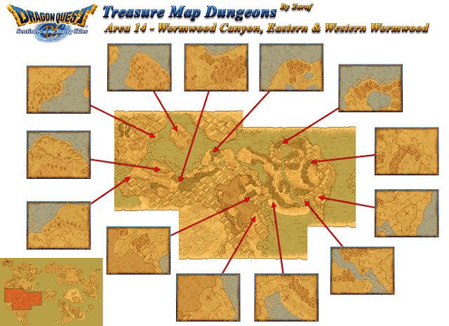 Dragon Quest 9 Grotto Maps: Wormwood Canyon, Eastern And Western ...
