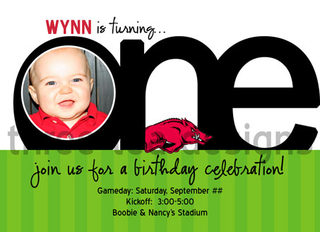 Three Tea Design: Razorback Birthday Invitations