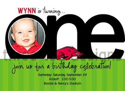 Three Tea Design: Razorback Birthday Invitations