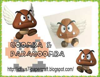 Paragoomba Papercraft + Goomba (Super Mario) ~ Paperkraft.net - Free ...