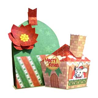 Christmas Gift Bag & Box Papercraft Set ~ Paperkraft.net - Free ...