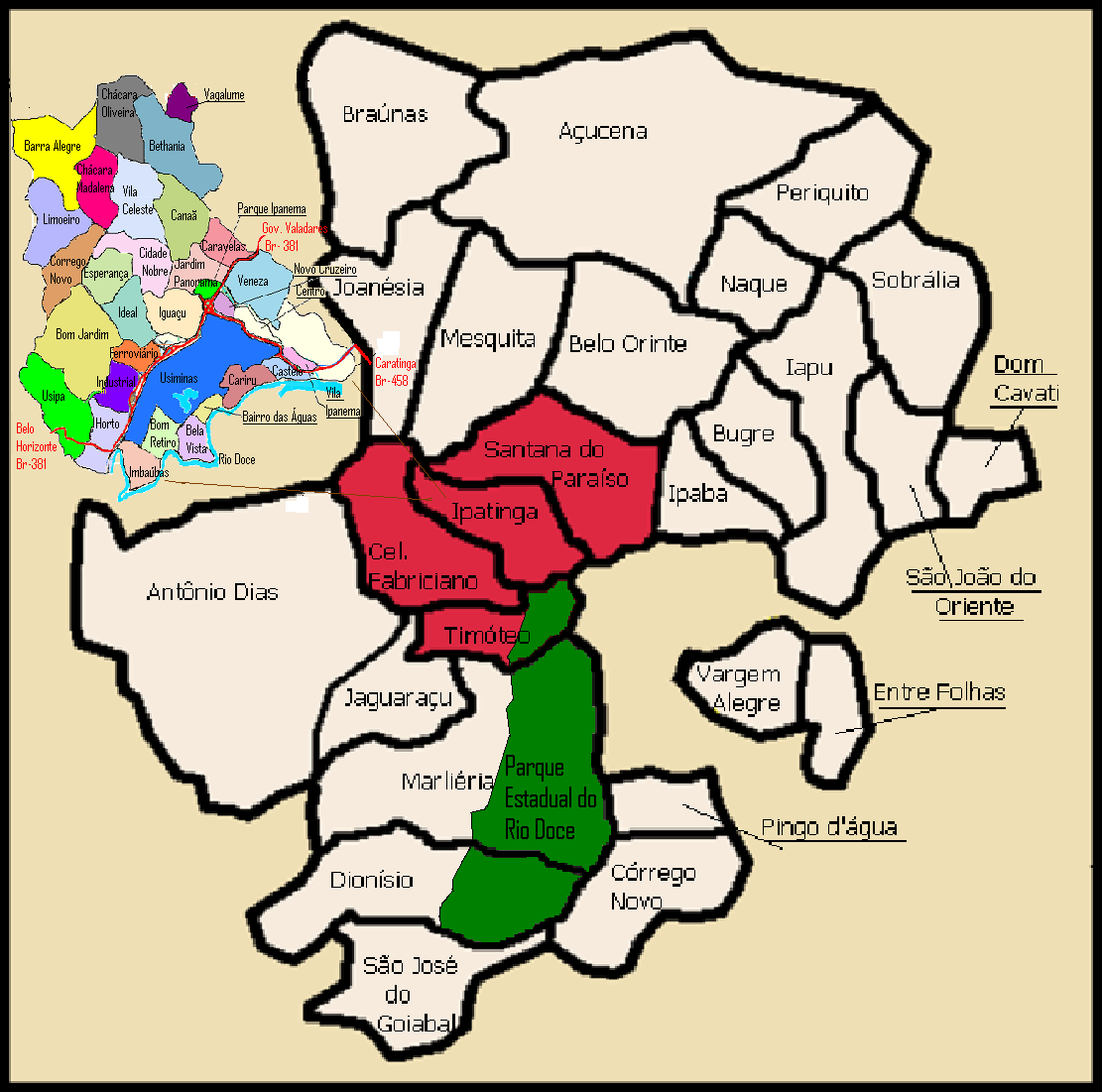 ' Olhares Virtuais: Mapa regional de Ipatinga