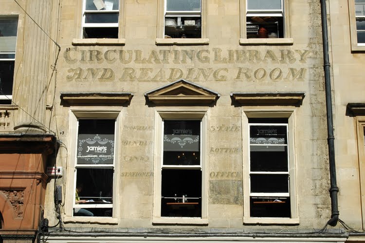 Painted signs and mosaics: Circulating library and reading rooms, Bath