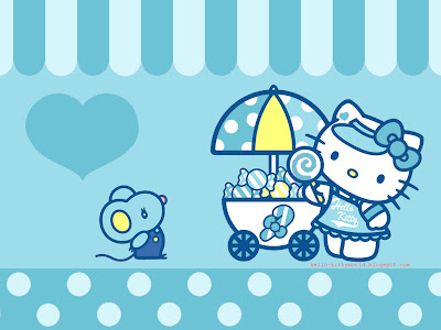 Hello Kitty World: Hello Kitty-Blue Wallpeper