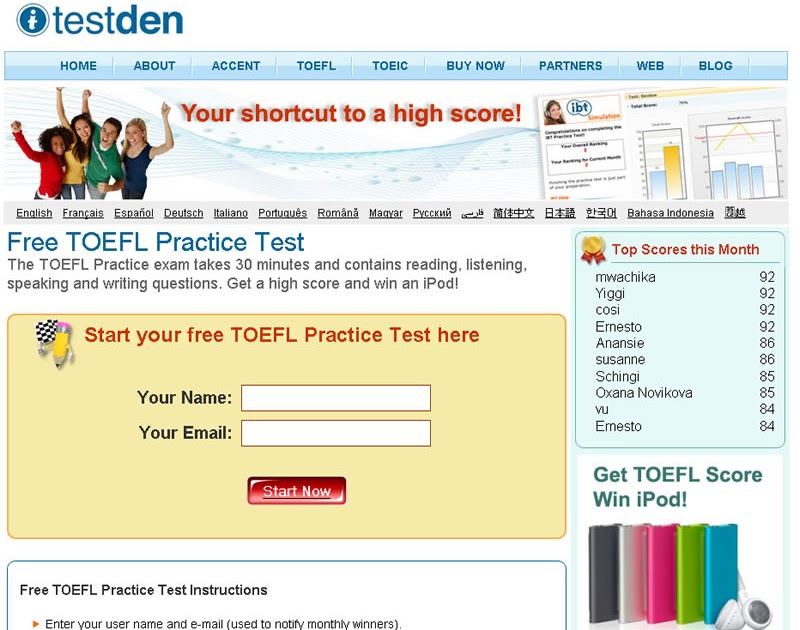 ACT360 Media / TestDEN.com Blog: TOEFL Practice Test Re-design