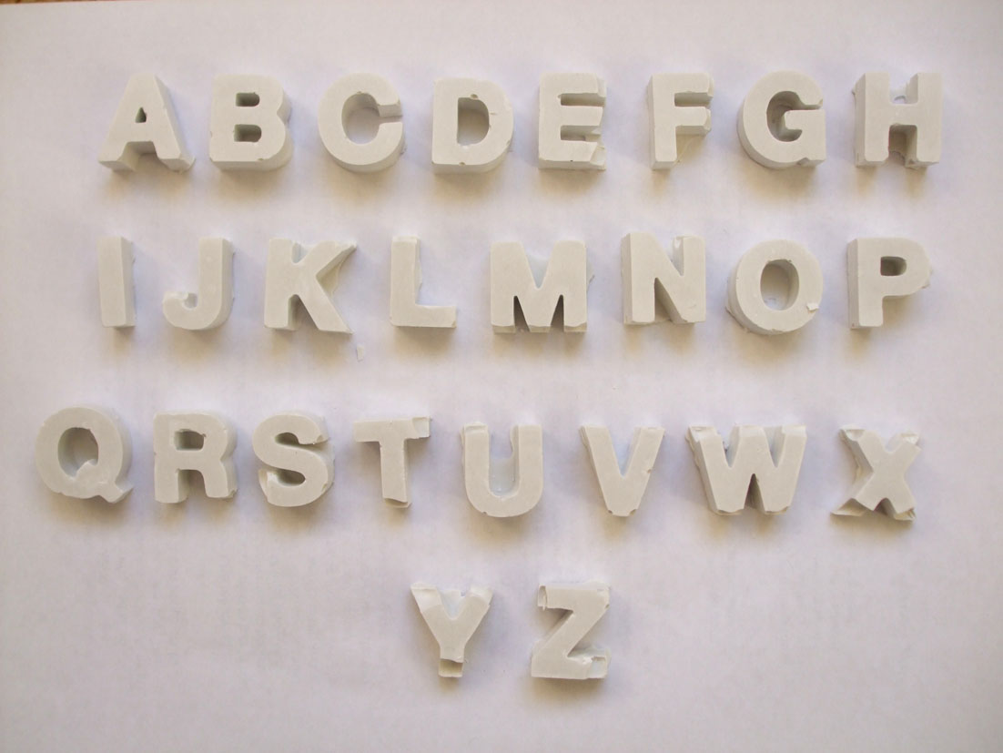 Georgia Wallace Davies: Plaster Cast alphabet