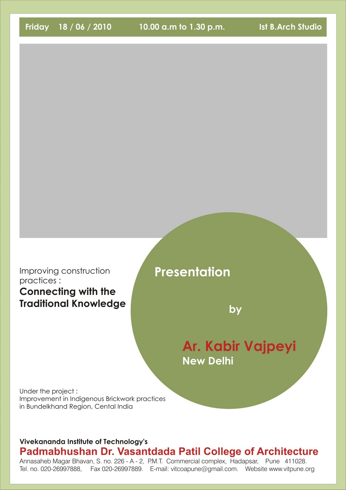 PVP College of Architecture: Visit by Ar. Sen Kapadia