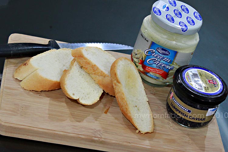 My Mom-Friday: Breakfast of Caviar and Cream Cheese on Toast