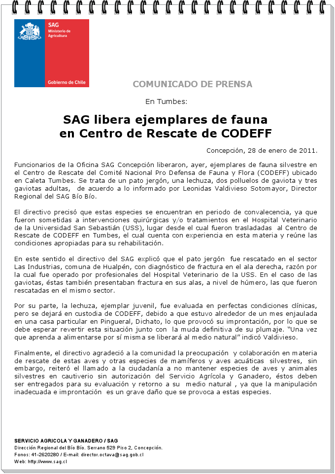www.elvecinal.cl: SAG LIBERA EJEMPLARES DE FAUNA EN CENTRO DE RESCATE ...