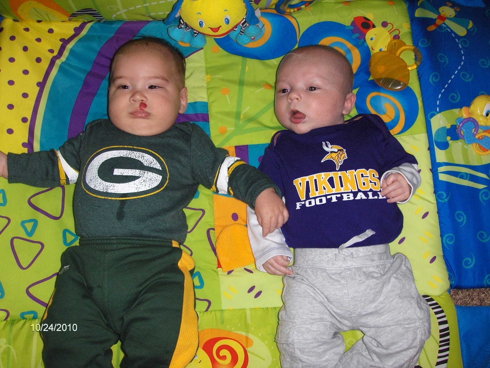 Sweet Babies Kade and Mason: Vikings and Packers and Bears, Oh My!
