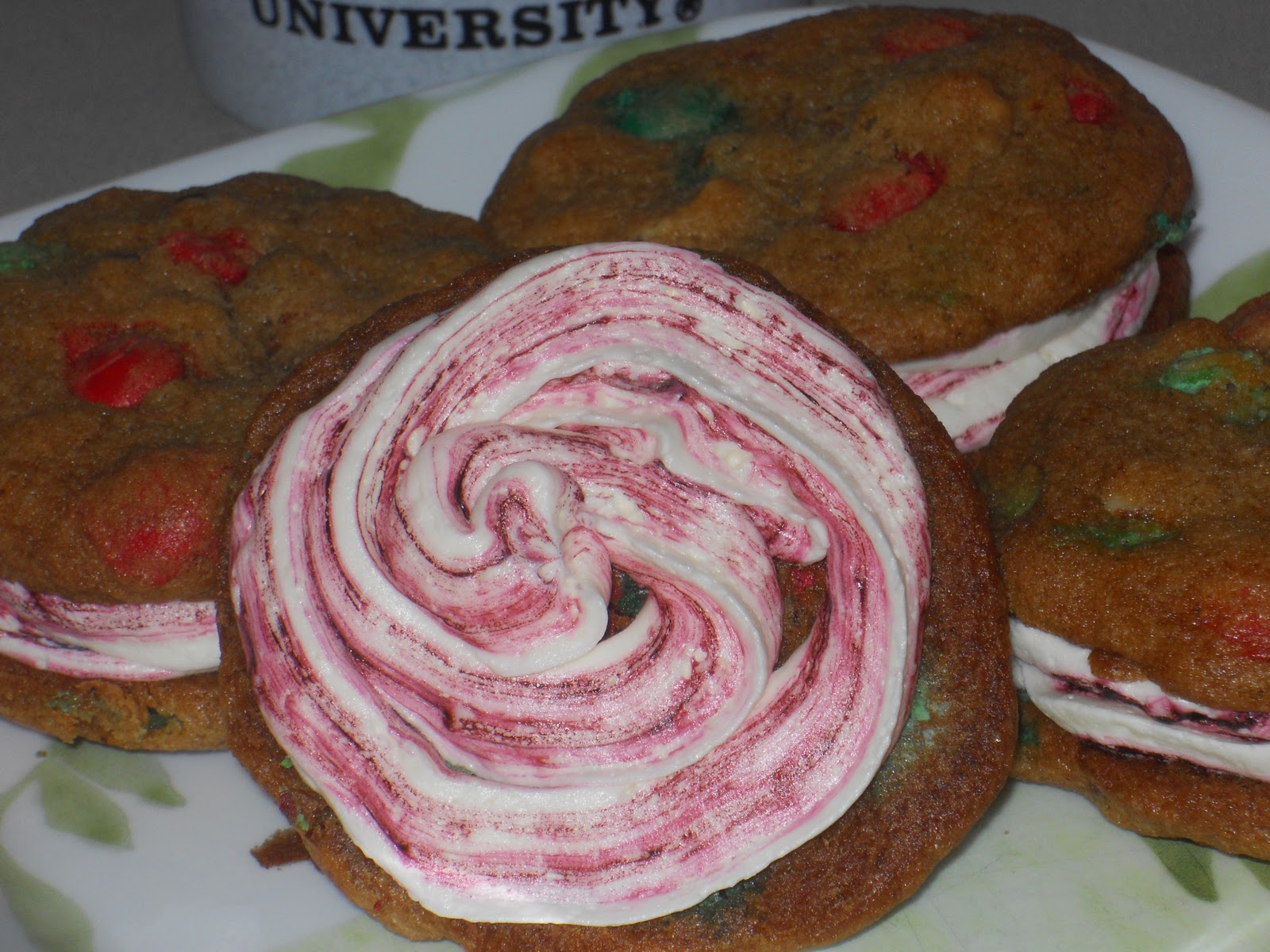 The Mom Life: Dark Chocolate M&M Chili Cookie Sandwiches with a side of OCD
