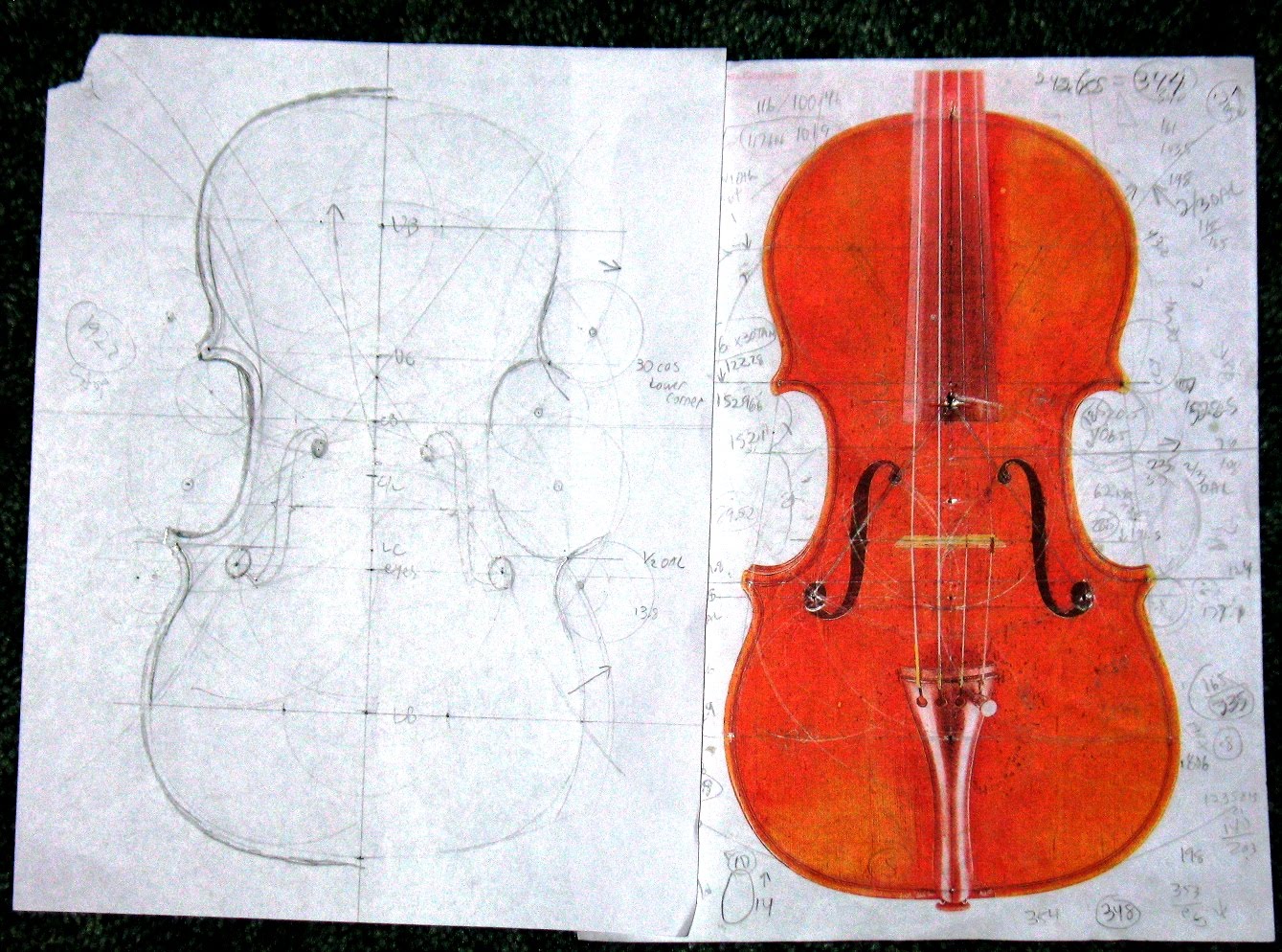 Ken's violin making: Drawing up a Violin Outline
