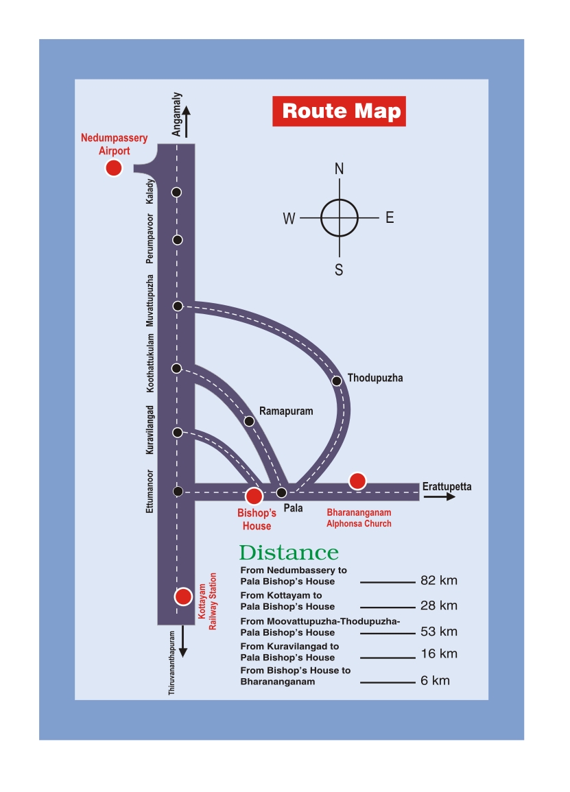 Route map to BHARANANGANAM Church - St Alphonsamma - Novena Prayer to ...
