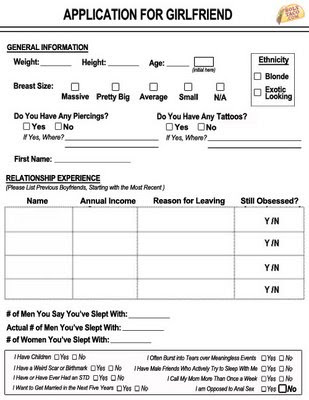 Girlfriend application form