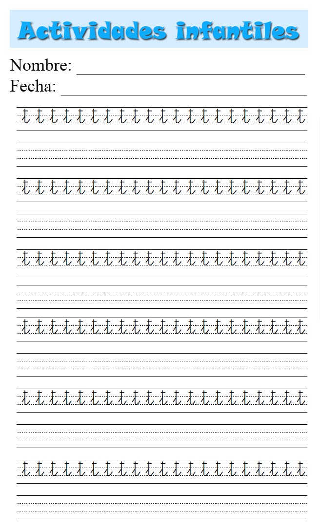 FICHAS CALIGRAFIA PARA IMPRIMIR : LETRA T : ACTIVIDADES PARA NIÑOS