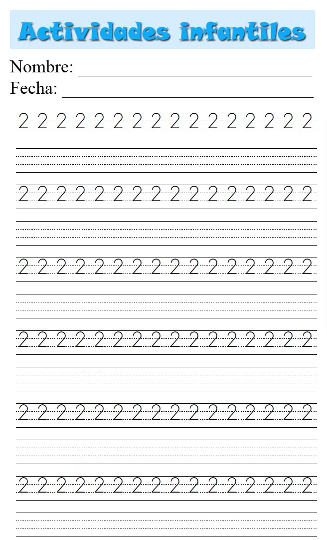 CALIGRAFIA DE NUMEROS PARA IMPRIMIR:NUEMERO 2 : ACTIVIDADES PARA NIÑOS