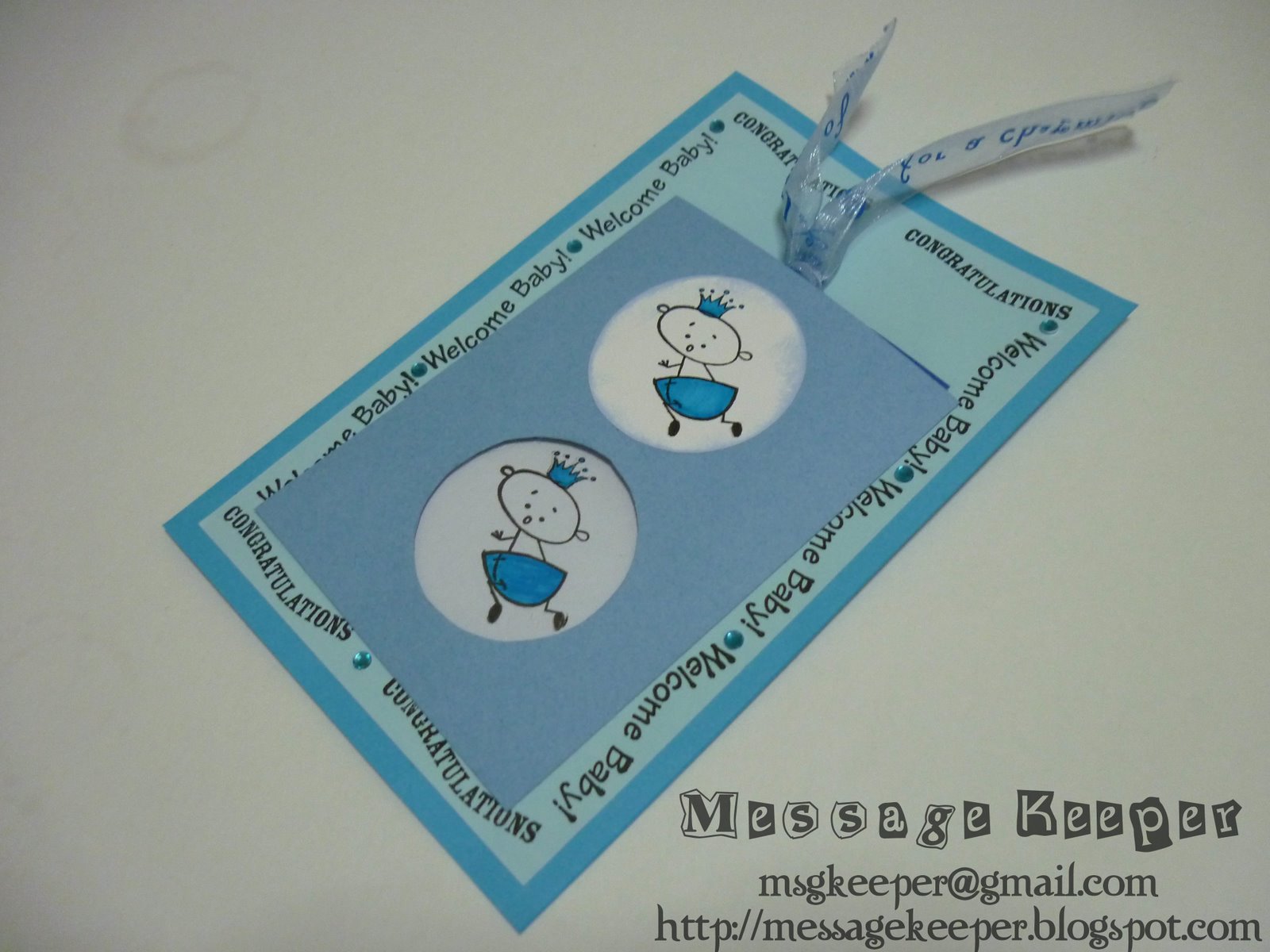 Message Keeper: Welcome Baby Boy Card #1 (Sample)