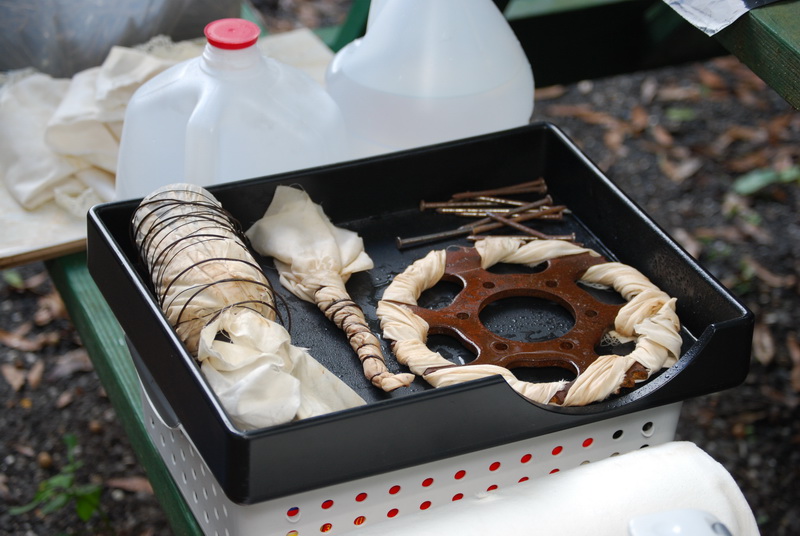 Goat Feathers: Rust Dyeing Fabric