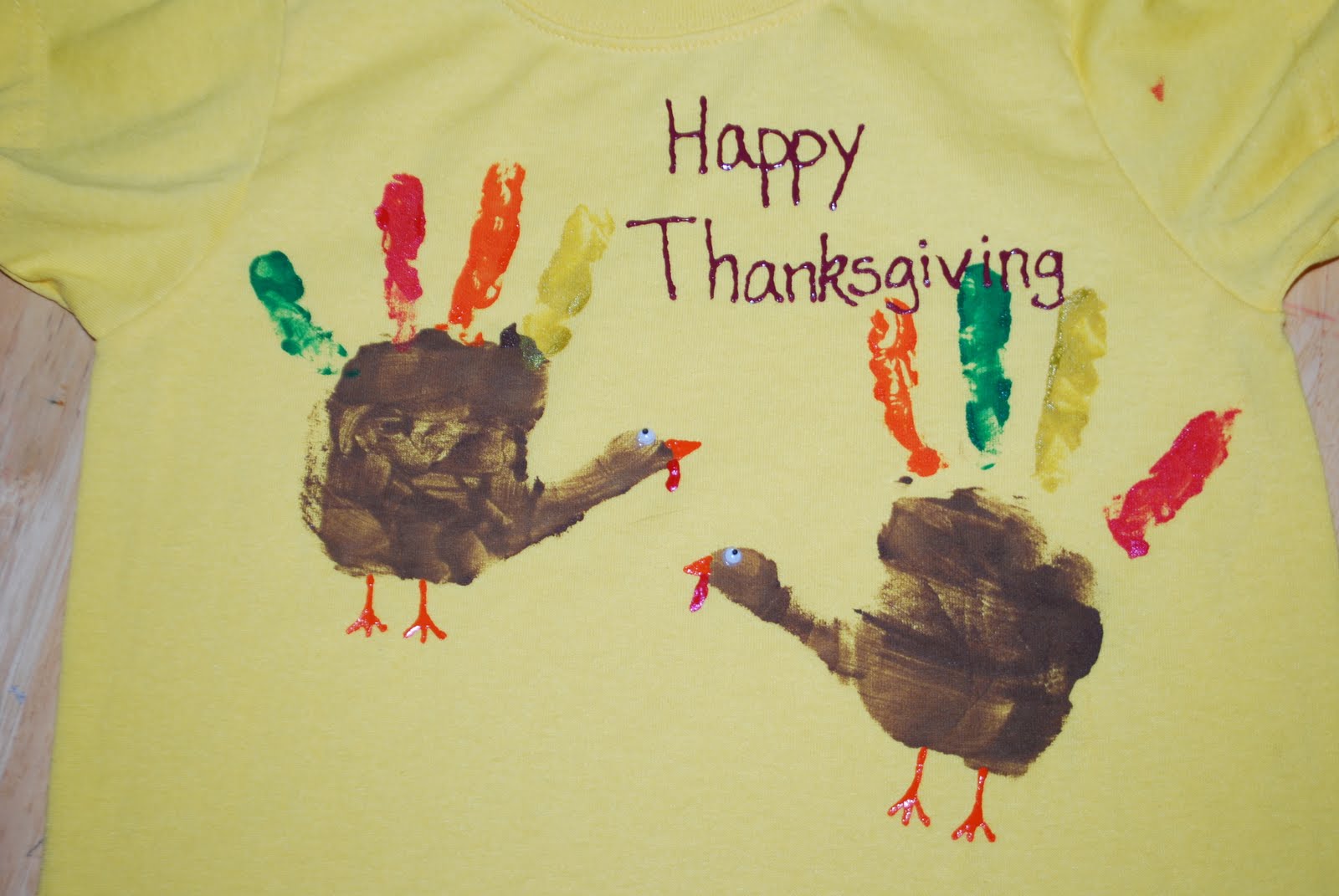 Sanctified by Sons and One Daughter: Hand-print Turkey Shirts