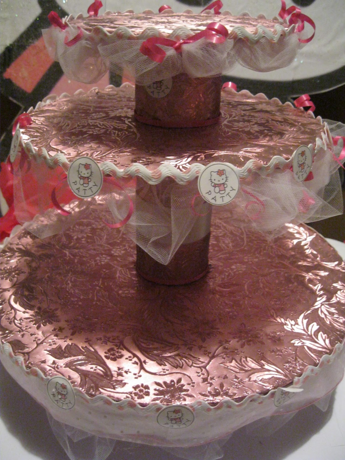 Cute and Sassy Designs by Bonnie: Pink and White Hello Kitty Cupcake Stand