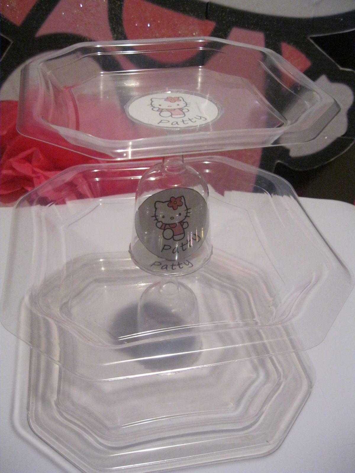 Cute and Sassy Designs by Bonnie: Pink and White Hello Kitty Cupcake Stand