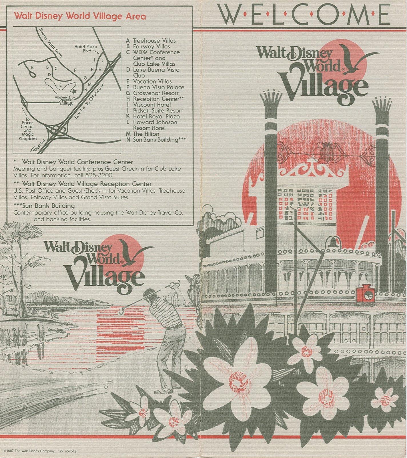 Disney Vacation Kingdom: Walt Disney World Village Guidemap 1987 Disney Vacation Kingdom: Walt Disney World Village Guidemap 1987