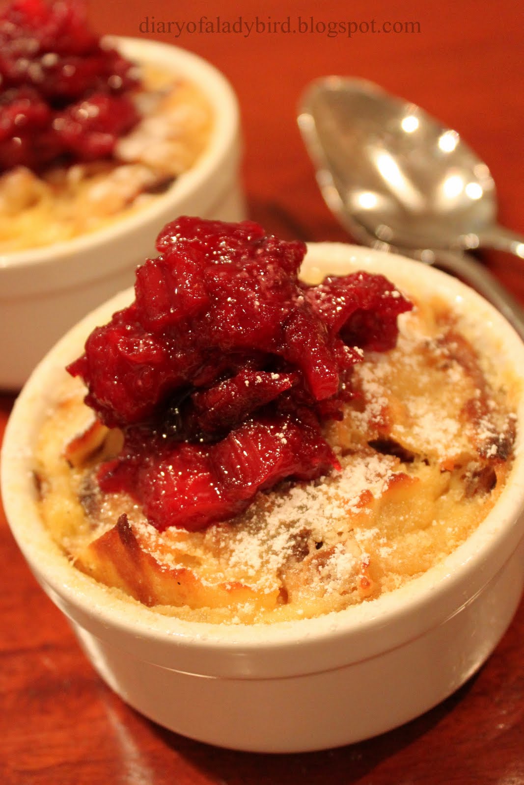 Diary of a Ladybird: Naan & Butter Pudding with Rhubarb & Ginger Compote
