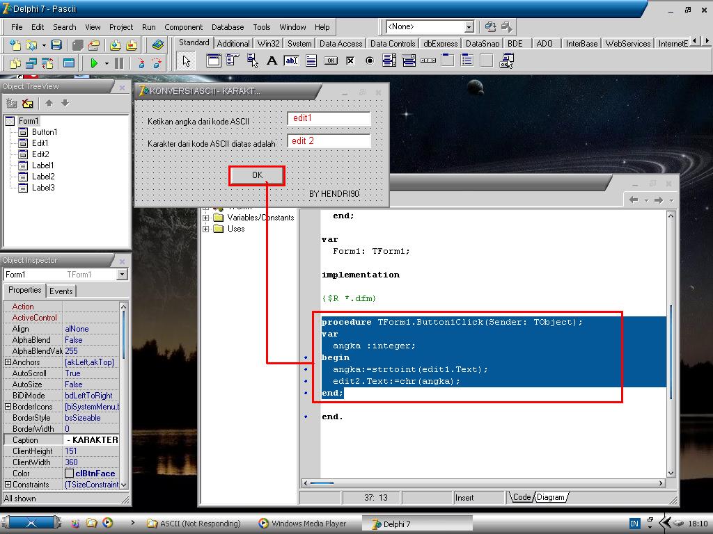 TECHNO HITECH: KONVERSI ASCII DENGAN DELPHI