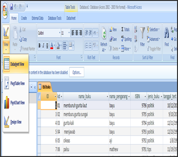Lukas: Database menggunakan Microsoft Office Access 2007