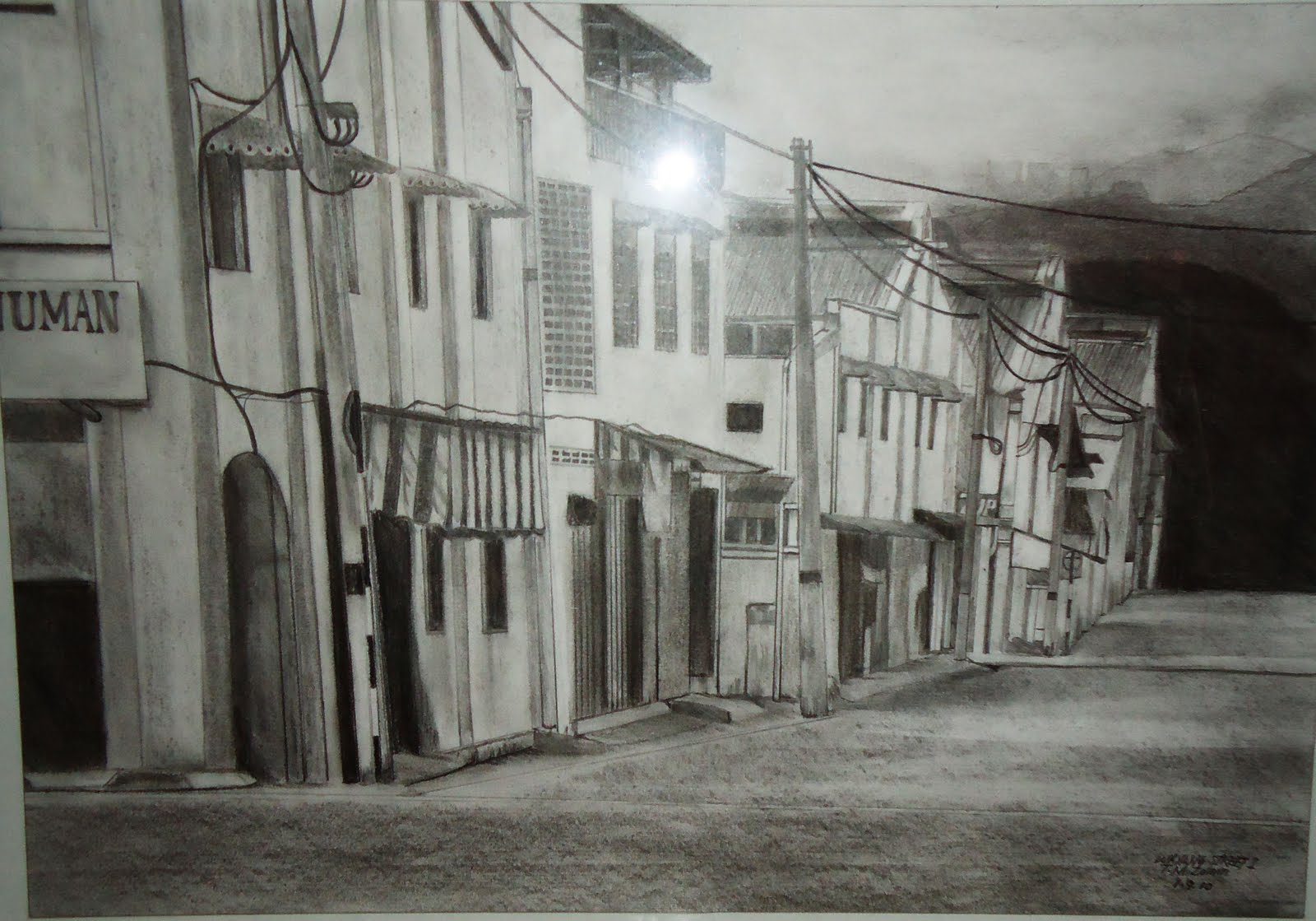 HASIL SENI LUKISAN: Old Building in Bentong ( Medium Charcoal)
