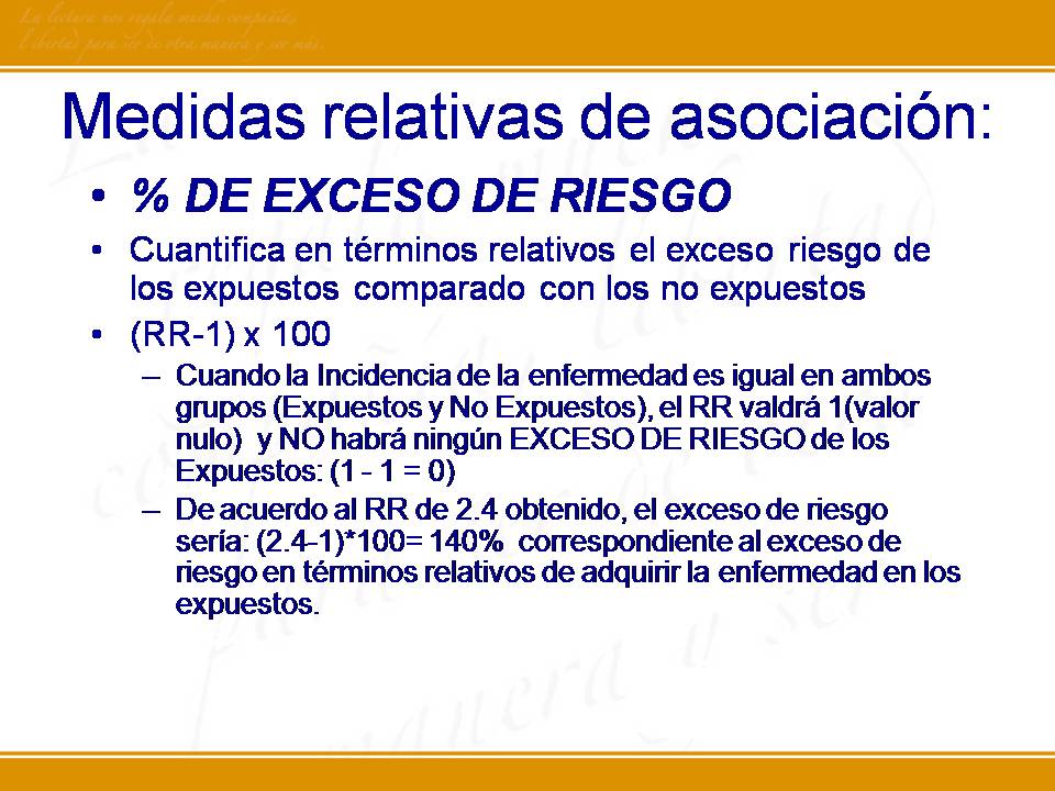 Medidas de asociación en epidemiología