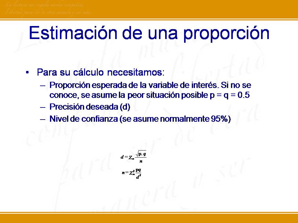 Predeterminación del tamaño de la muestra para estimar un parámetro ...