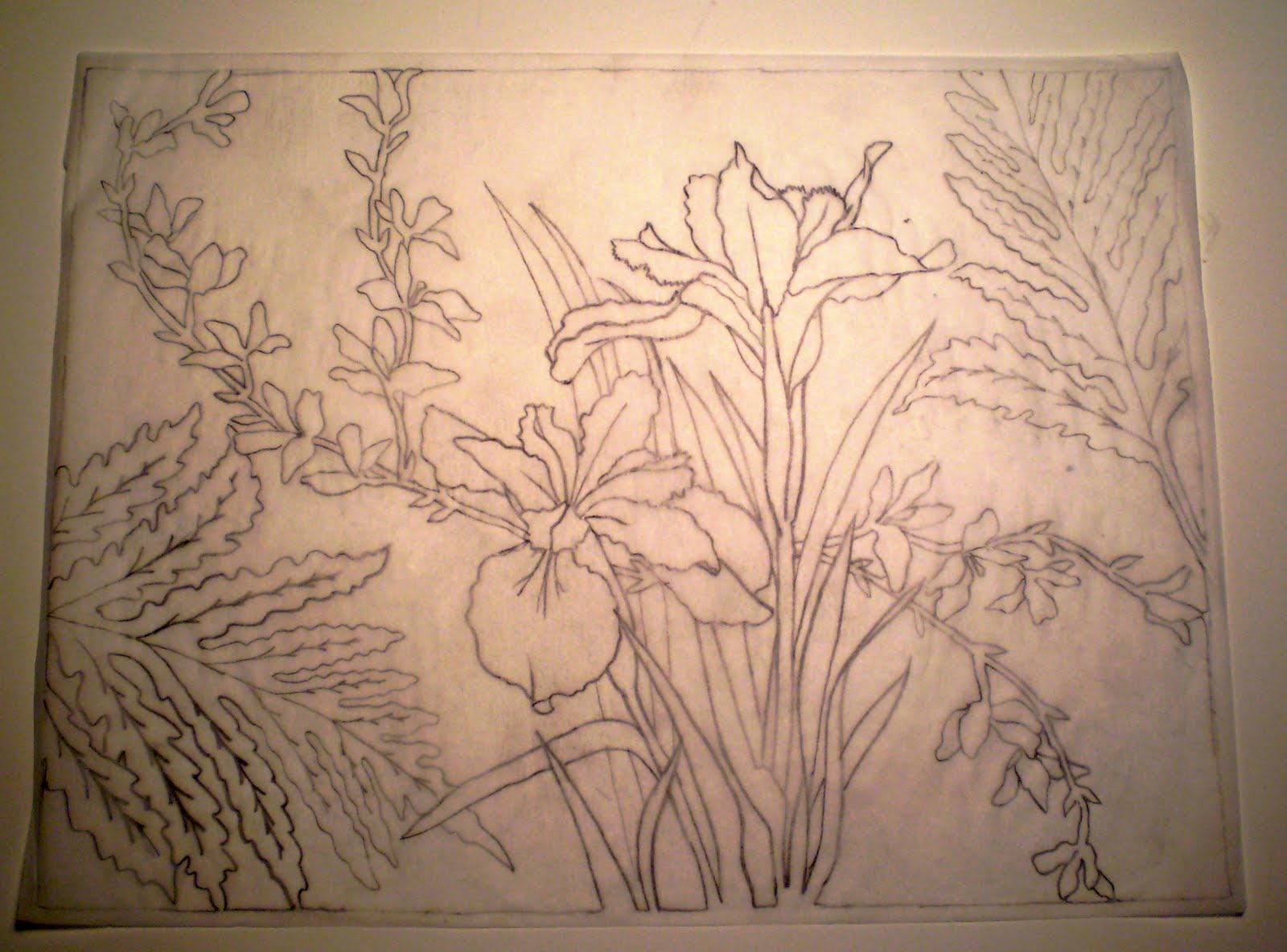 Kathleen Fiske Art: In-process Soft Cut Linoleum Print