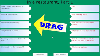 A CLIL TO CLIMB: Dialogue: In a restaurant (Matching Game)