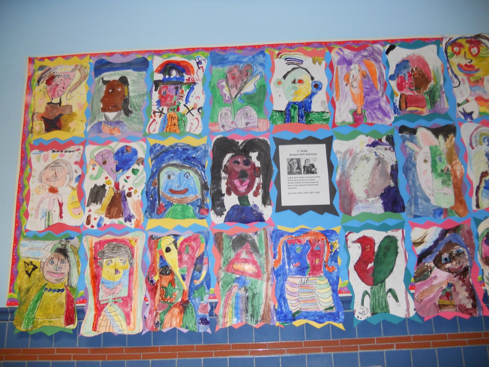 Art in the City Sparkles: 1st Grade Picasso Portraits